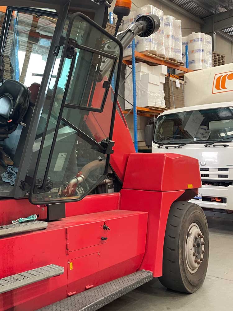 Warehouse forklift rearview camera system